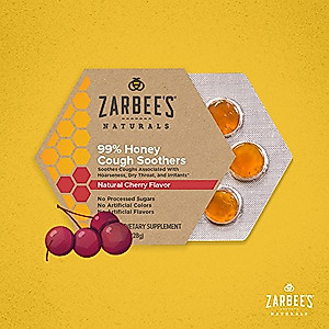 Zarbee's Naturals 99% Honey Cough Soothers, Natural Cherry Flavor,Drops, 14 Count
