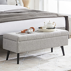 RUCUKEN Storage Bench with Storage Bench for Bedroom End of Bed Bench Foot of Bed Bench Entryway Bench Storage Ottoman Bench 40" W x 15.4" D Grey Bench