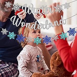3PCS Exquisite Winter Wonderland Banners,Snowflake Christmas Banners Photo Props Banner  for Christmas Party Home Decorations