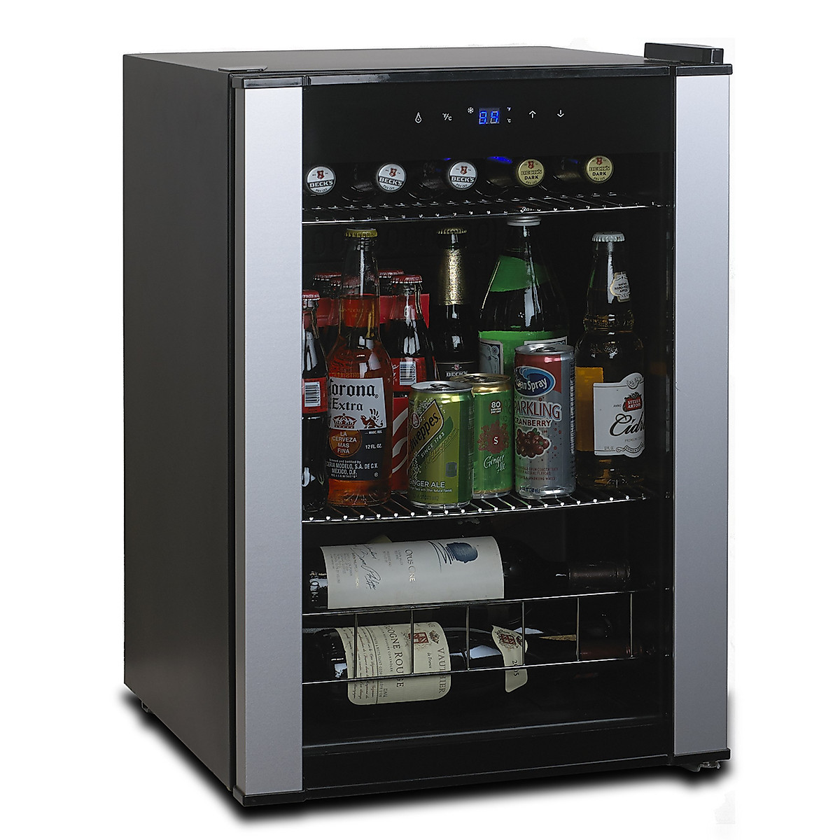 Wine Enthusiast Evolution Series Stainless Steel Wine & Beverage Center – Compact, Adjustable Temperature, Freestanding Mini Fridge