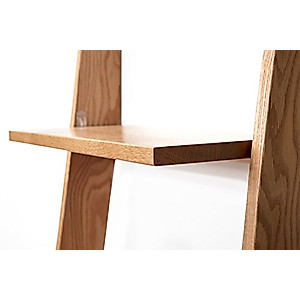 Premium Leaning Ladder Shelf, NO ASSEMBLY REQUIRED, MADE IN THE USA, Beautiful wood finish, Easy setup, Sturdy, Durable, Smooth, Easy to Move and Set Up, Multiple Finish Options (Natural Oak)