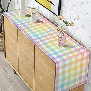 Pudodo Easter Buffalo Plaid Check Table Runner Spring Holiday Farmhouse Fireplace Kitchen Dining Room Home Party Decoration (13" x 72")