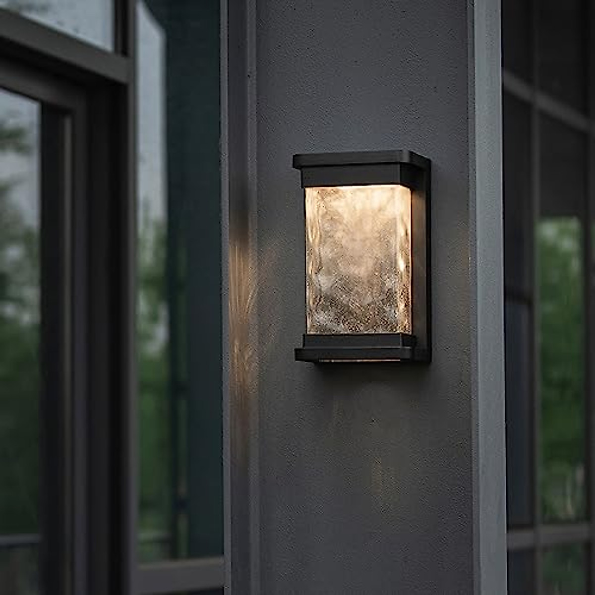 ACLBLK LED Black Outdoor Wall Lantern with Water Glass IP54 Waterproof Exterior Wall Light 18W 3000K Farmhouse Modern Outside Front Porch Light Wall Sconce for Garage Porch Doorway Garden Entryway