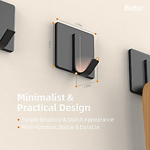 Batur Towel Hooks, 6 Pack Improved Adhesive Hooks, Wall Hooks for Hanging Heavy Duty, Waterproof Shower Hooks for Wall, Towel Holder Hanger Wall Mounted, Towel Racks for Bathroom, Kitchen, Bedroom