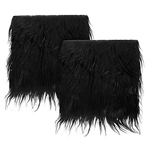 PATIKIL Plush Faux Fur Fabric Square, 2 Pcs 10" x 10" Fluffy Faux Fur Patches Cuts for DIY Crafts Christmas Halloween Gnome Beard, Black