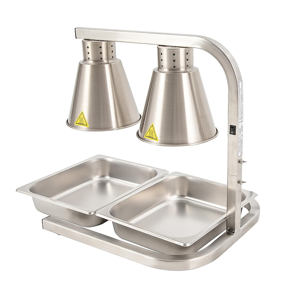 HinLIaDa Food Heat Lamp Freestanding Commercial Dual Head Food Warmer, Stainless Steel Heat Lamp for Food with Dual 250w Bulbs, Portable Food Heating Lamp Warmer for Hotel Buffet Food Service