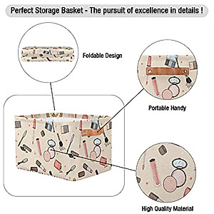 Fabric Storage Bins Makeup Tool Small Shelf Basket With Handles Decorative Cubes Box Organizer Containers for Shelves Home Office Decor