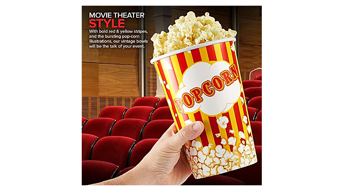 64 Oz Disposable Popcorn Buckets for Movie Nights