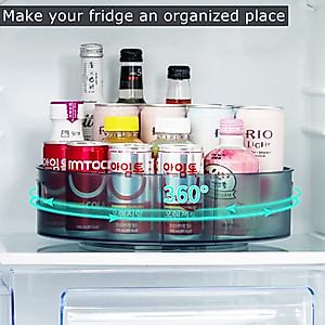 Dicunoy 2 Pack Lazy Susan Organizers and Storage, 12"/10" Turntable Plastic Kitchen Cabinets Turntray Container Bins for Pantry, Fridge, Countertop, Vanity, Sink, Spices, Condiments