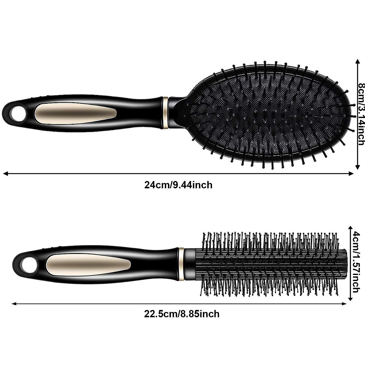12 Pieces Hair Brush Comb Set Paddle Hair Brush Detangling Brush, Including 1 Airbag Massage Comb,1 Roller Brush and 10 Hair Styling Comb for Wet, Dry, Curly and Straight Hair (Black)