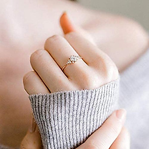 Sdouefos Vintage Ring Gold Plated Engagement Ring Diamond Wedding Ring 14k Gold Milgrain Band for Women (9)