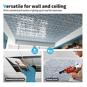 Art3d Drop Ceiling Tiles 2x2, Glue-up Ceiling Panel, Fancy Classic Style in Gray