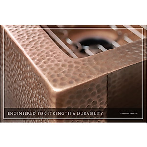 FSW1105 LUXURY 33-INCH HEAVY 12-GAUGE MEDIUM PATINA COPPER FARMHOUSE SINK, INCLUDES ACCS, FLAT FRONT