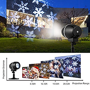 Tangkula Christmas Snowflake LED Projector Lights, Rotating Snowfall Projection with Remote Control, Outdoor Landscape Decorative Lighting for Christmas, Holiday, Party, Wedding, Garden, Patio