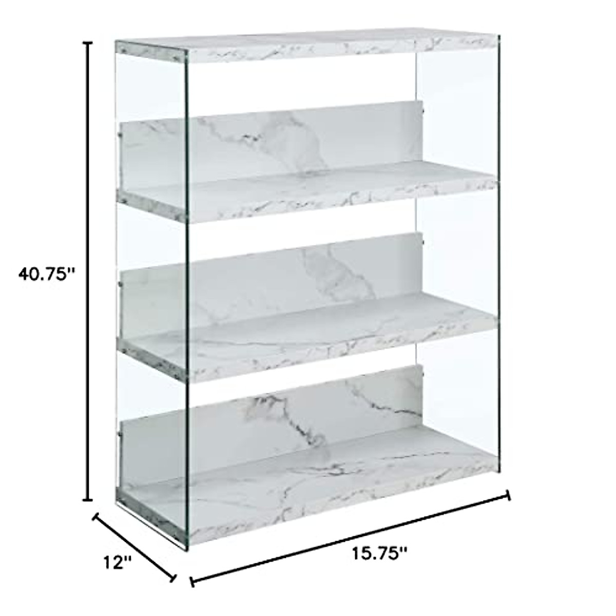 Convenience Concepts SoHo 4 Tier Wide Bookcase, White Faux Marble