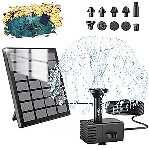SZMP Solar Fountain 2024 Upgraded DIY Bird Bath Fountains, 1.8W Glass Panel Solar Fountain Pump with 8 Nozzles & 9.84ft Power Cord, Solar Bird Bath Fountain for Grass, Stakes, Garden, Pond (Black)