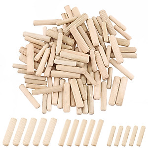 Hilitchi 900Pcs 6mm 8mm 10mm L Fluted Wood Dowel Pins & 1/4” 5/16” 3/8" L Fluted Wood Dowel Pins