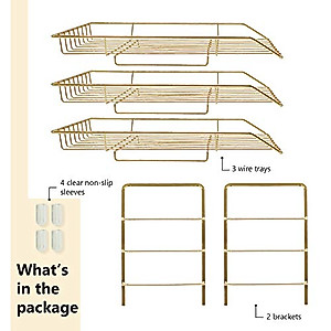LUCYCAZ Letter Tray Desk Organizers - File Organizer for Desk, 3 Tier Gold Paper Organizer for Desk Letter Tray Organizer for Home Office and School