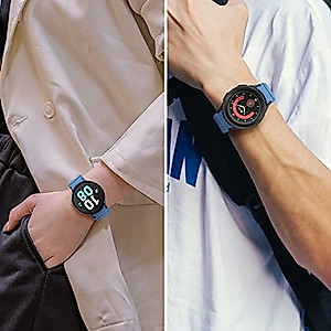 HITZEE Bands Compatible with Samsung Galaxy Watch 4 Band 40mm 44mm/Watch 4 Classic Band/Galaxy Watch 5 Band/Watch 5 pro Band, 20mm Silicone Magnetic Loop Sport Strap for Women Men, Blue Black