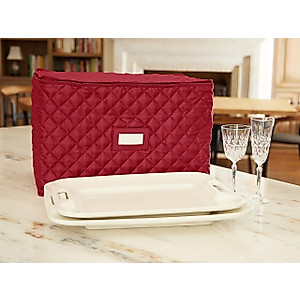 Covermates Keepsakes - Serveware Storage - Padded Protection - ID Window - Stain Resistant - Machine Washable - China Storage, Red