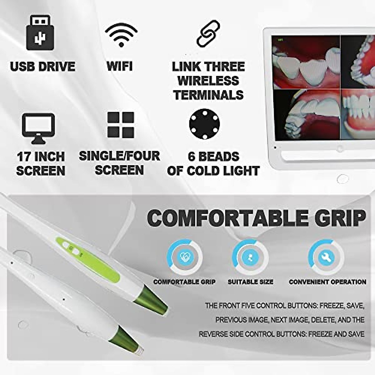ofunoul 17" Large Digital LCD AIO Monitor 10 Million PixelsIntra Intra 0ral Camera,Single/Multiple Image Display（Multilingual Design ）