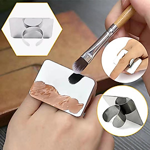 Aebor 2pcs Stainless Steel Cosmetic Makeup Palette, Upgrad Stainless Steel Metal Makeup Palette with Spatula Artist Tool for Mixing Foundation Nail-Art (A)
