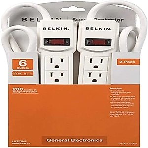 Belkin F5C048-2 6-Outlet Surge Protectors, 2 pk