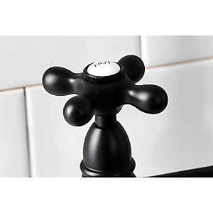 Kingston Brass KS1270AXBS Heritage Bridge Kitchen Faucet, 8-9/16" in Spout Reach, Matte Black