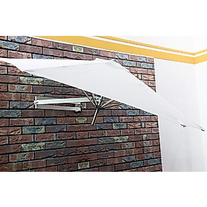 TEmkin Wall Mount Patio Umbrellas Parasol Outdoor Garden Balcony Sun Shade Umbrellas, Aluminium Pole, 8ft / 250cm (White) (White)