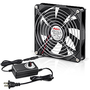 Wathai 140mm x 25mm Computer Fan with AC Plug 110V 120V 220V 240V Variable Speed Controller for DIY Biltong Box Reptile Aquarium Receiver DVR PlayStation Xbox Cabinet Ventilation Cooling
