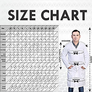 DR Uniforms Unisex Lab Coats - 100% Cotton, Sanforized to Prevent Shrinking - White (S)