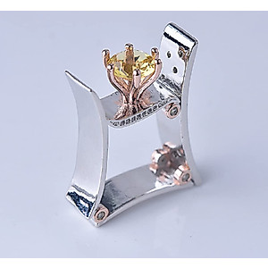 HUKQBUNX 925 Sterling Silver Two-Color Topaz Colorful Topaz Women's Fashion Ring Square Crystal Zircon Women's Fashion Diamond Wedding Engagement Ring Size 6-10 (Size 7)