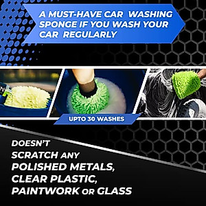 Nexgen Premium Chenille Wash Mitt — Scratch-Free Super Absorbent Microfiber Wash Mitt for Cars — Lime Green