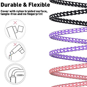 iPhone Charger Cord Lightning Cable 6 ft 3 Pack iPhone Charging Cable Long iPhone 11 Charger 6ft [Apple Certified] Nylon Braided Fast Charging for 13 mini/13/12/11 Pro MAX/XR/XS/8/7/Plus/6S/SE/iPad…