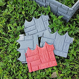 Garden Plastic Fence Edging Fence Stone Hammer in Lawn Edging Spring Yard, Plastic Faux Stone Patio Fence, Plastic Edging Plant Border, Garden Flower Bed Border Edging Fence 8.46”X10.24” (Gray, 1PC)