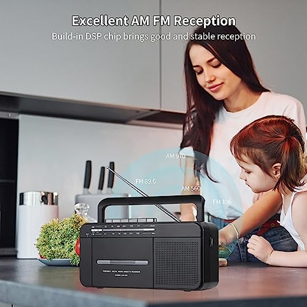 SEMIER Boombox MP3 Conversion Cassette Tape Player Recorder AM FM Radio, Cassette to MP3 Digital Converter, USB Recording, Built-in Microphone, Big Speaker and Earphone Jack by AC or C Batteries