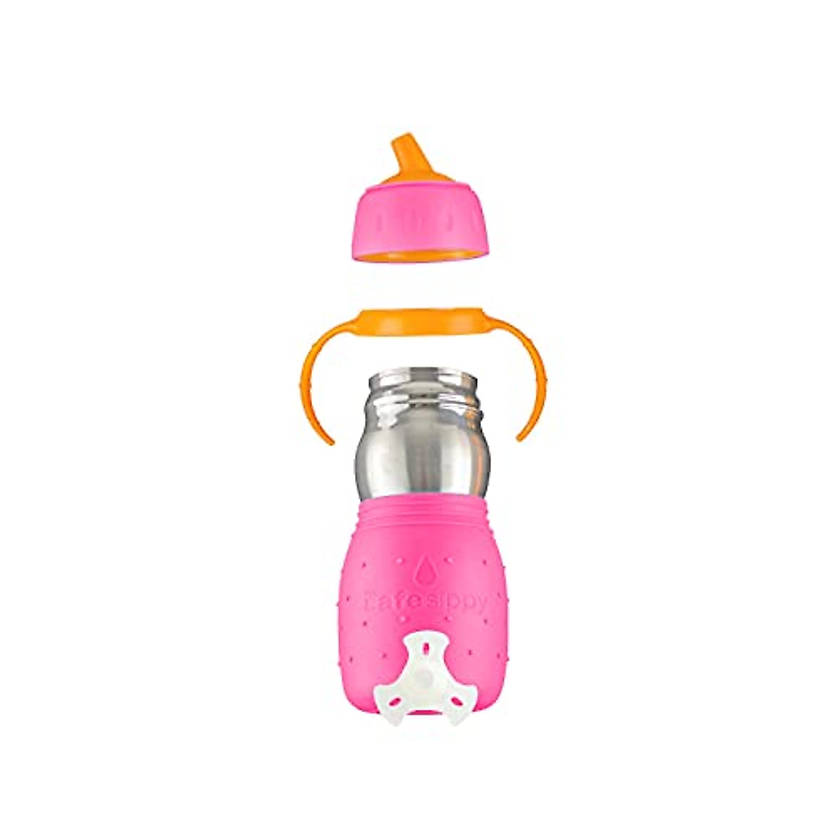 Kid Basix Safe Sippy, Stainless Steel Cup for Babies/Toddlers, Round Spout, Dishwasher Safe, BPA Free, 11 OZ. Travel/School/Play Pink