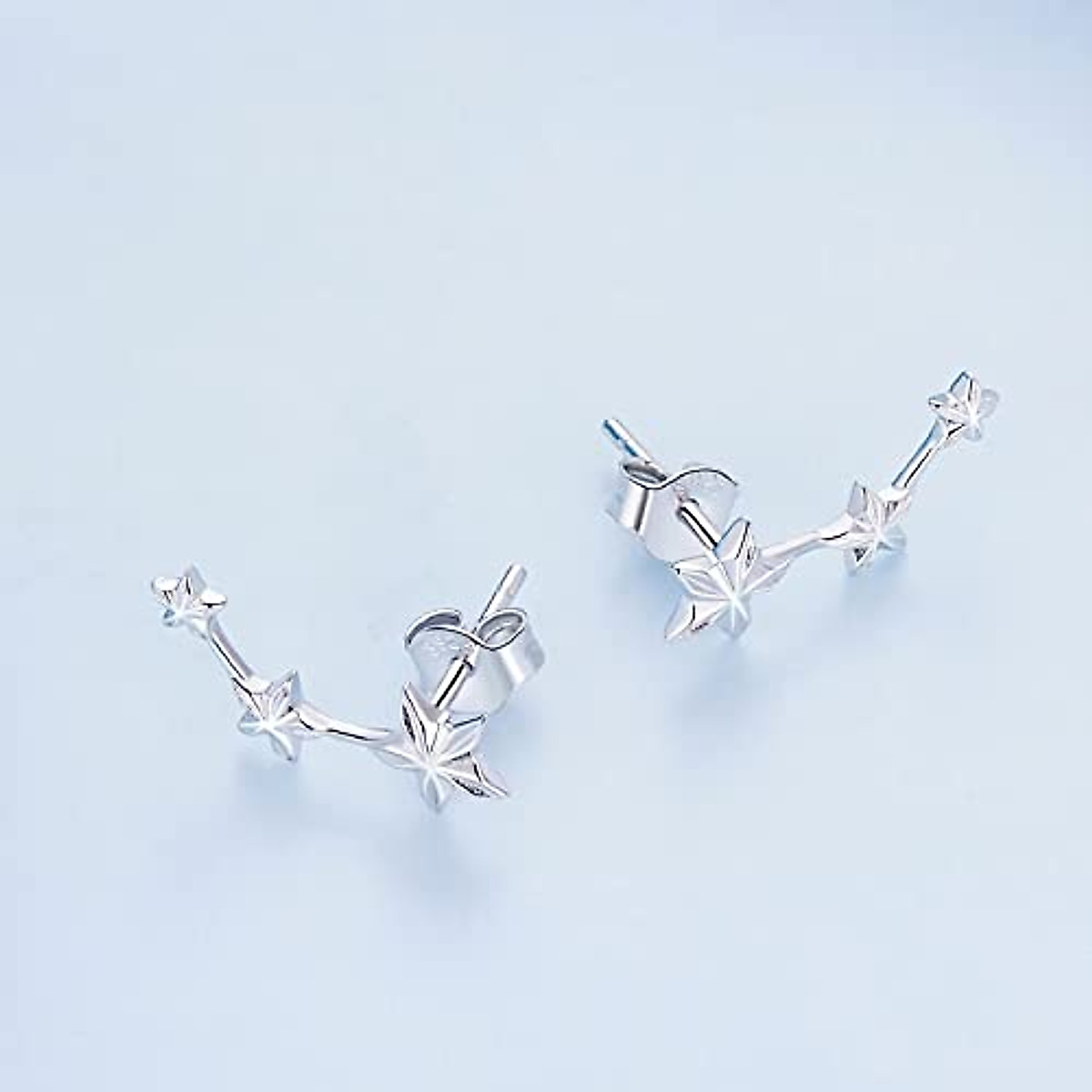 Simple Star Earrings 925 Sterling Silver Fashion Personality Shining Samsung Earrings Suitable for Young and Beautiful Women