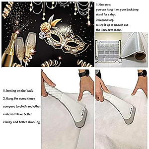 Masquerade Party Backdrops Retro Gold Black Mask Carnival Birthday Photography Backdrop Fiesta Mardi Gras Dance Photo Background Champagne Glass Photo Booths Props Decorations 8x6ft Vinyl