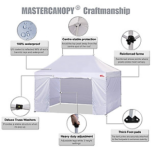 MASTERCANOPY Heavy Duty Pop-up Canopy Tent with Sidewalls (10x15,White)