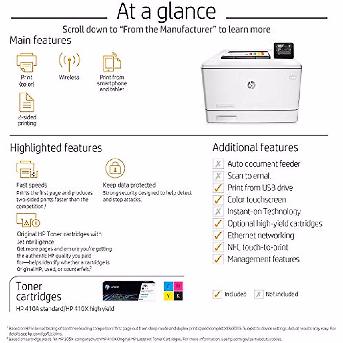 HP Laserjet Pro M452dw Wireless Color Printer, (CF394A)