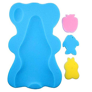 NEAGLORY Baby Infant Bath Sponge Baby Bath Mat Newborn Cushion, Blue