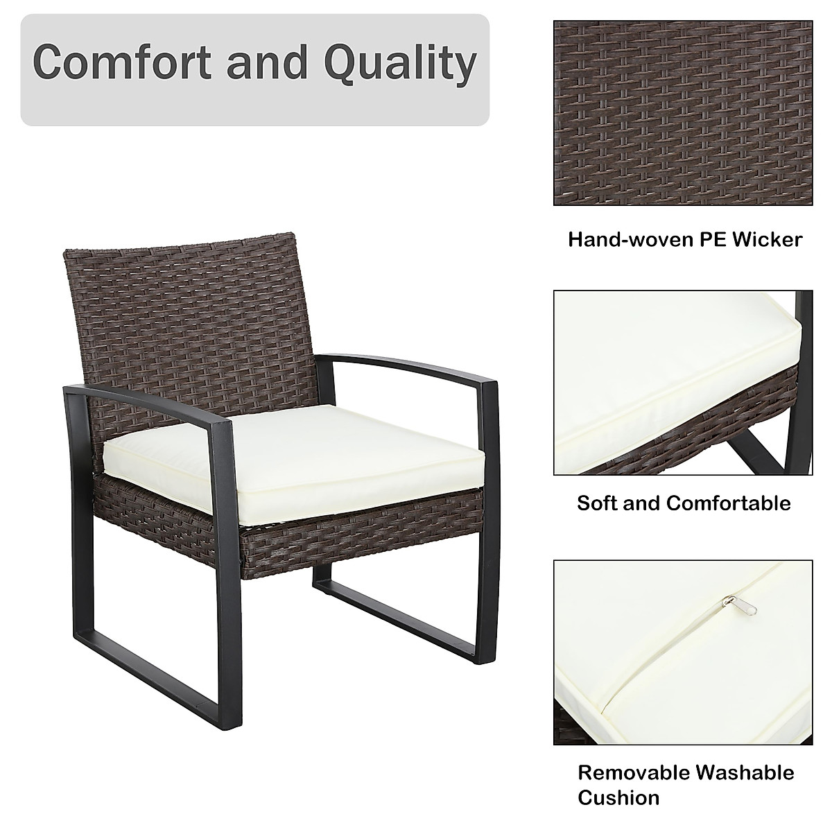 LOKATSE HOME 5 Pieces Patio Furniture, Outdoor Conversation Sets Rattan Wicker Chairs with Soft Cushion, Ottomans and Coffee Table for Balcony Poolside Front Porch Deck, Beige