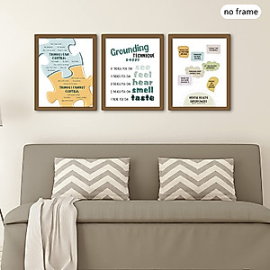 9 Pieces Mental Health Posters Anxiety Therapy Motivational Poster Psychologist Counselor Inspirational Posters Positive Quotes Wall Decor Classroom for Home Office, 8 x 10 Inch(Retro Style)