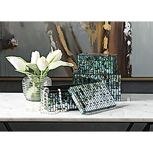 IMAX 96114-3 Aramis Set of 3 Mosaic Boxes, Black/Blue