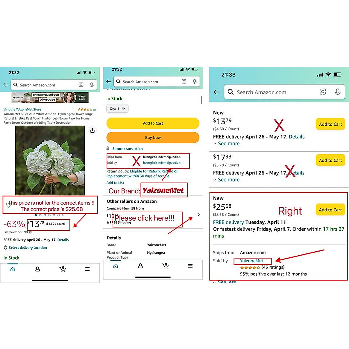 YalzoneMet 3 Pcs 21in White Artificial Hydrangea Flower Large Natural Lifelike Real Touch Hydrangea Flower Faux for Home Party Decor Outdoor Wedding Table Decoration