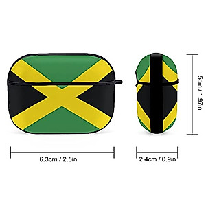 Jamaican Flag Pattern Compatible with AirPods Pro Case Cover with Keychain Portable Shockproof Airpod Cases Accessories Protective Case for Women Men Girls Hard Headphone Case for Apple Airpods Pro