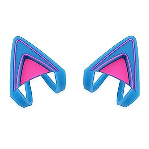 Glow in Dark Silicone Cat Kitty Ears Lovely Fluorescent Cat Ears Compatible for Bose/Razer/HyperX/Corsair/SteelSeries Arctis/Edifier Gaming Headphones (Blue)