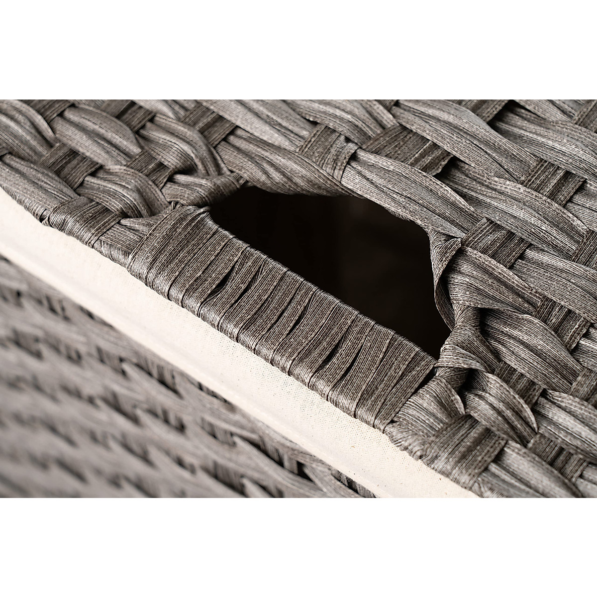 Synthetic Wicker Laundry Hamper Basket With Lid and Liner by Blue Ridge Basket Company (Gray)