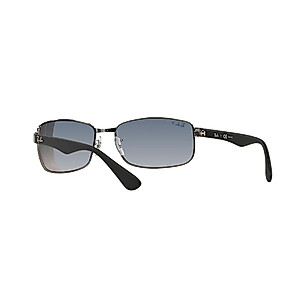 Ray-Ban RB3478 Rectangular Sunglasses, Gunmetal Frame/Blue Polarized Lens, 60 mm